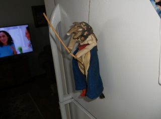 VINTAGE NORWEGIAN HANGING GOOD LUCK KITCHEN WITCH ON BROOMSTICK 8 1/2 ...