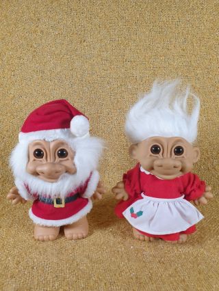 LARGE 8 " Vintage 90s Russ Santa Mr & Mrs Claus Christmas Troll Doll ...
